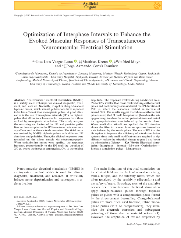 (PDF) Optimization of Interphase Intervals to Enhance the Evoked Muscular Responses of ...