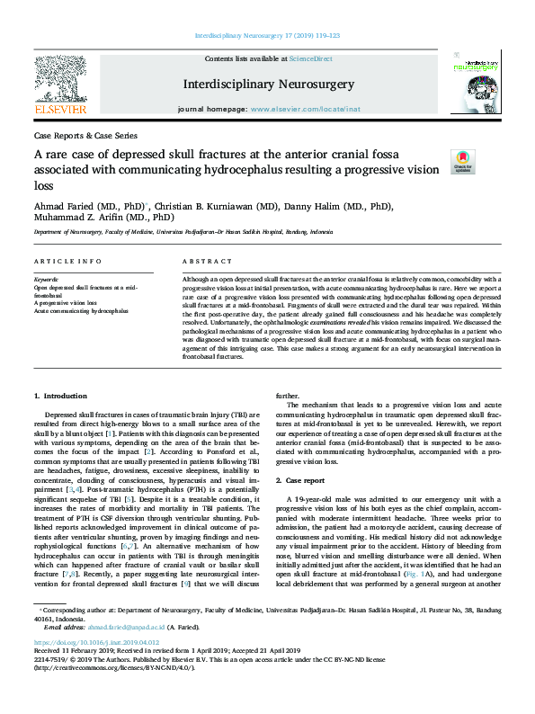 (PDF) A rare case of depressed skull fractures at the anterior cranial ...