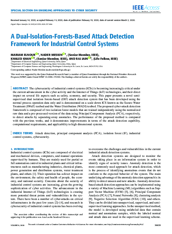 (PDF) A Dual-Isolation-Forests-Based Attack Detection Framework for Industrial Control Systems