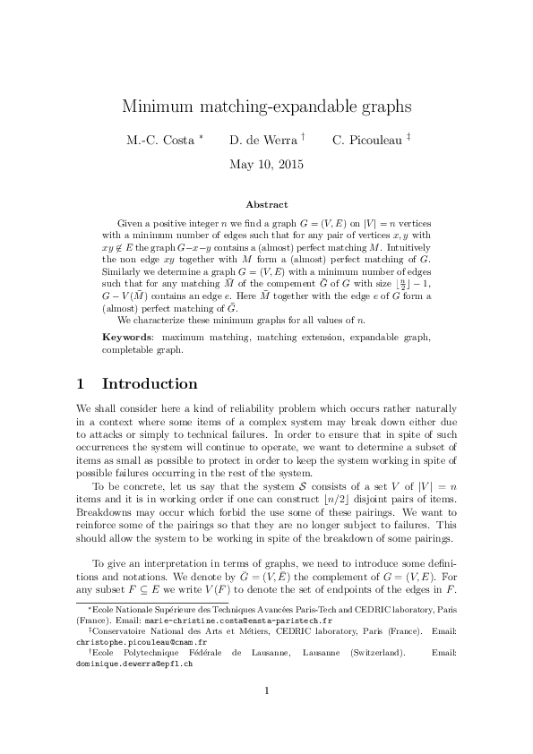 (PDF) Minimum matching-expandable graphs