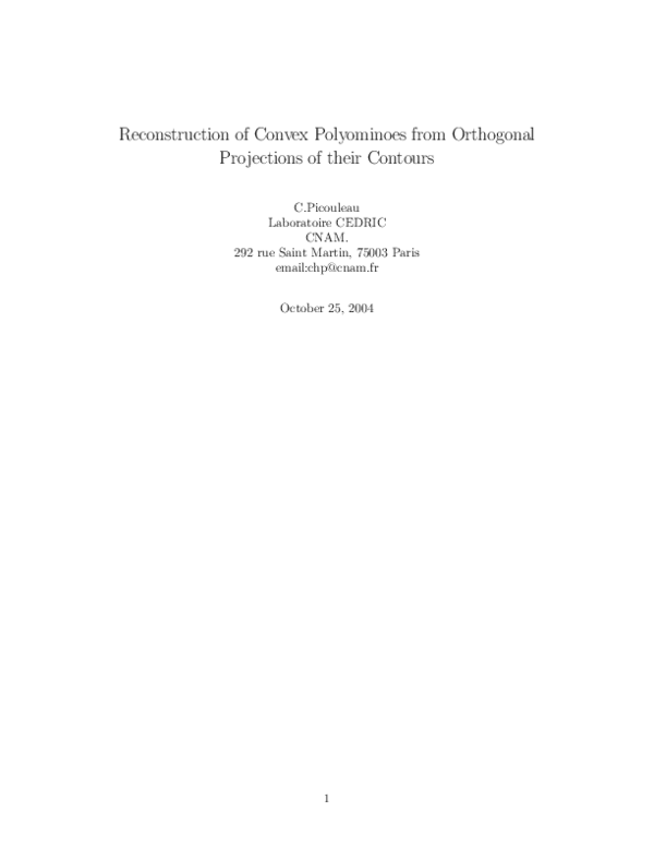 (PDF) Reconstruction of convex polyominoes from orthogonal projections ...