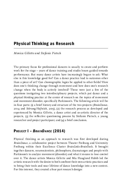 (PDF) Physical Thinking as Research