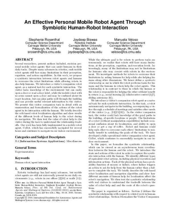 (PDF) An effective personal mobile robot agent through symbiotic human-robot interaction