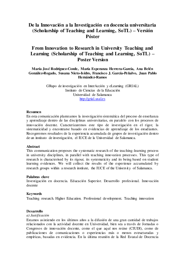 (PDF) De la Innovación a la Investigación en docencia universitaria ...