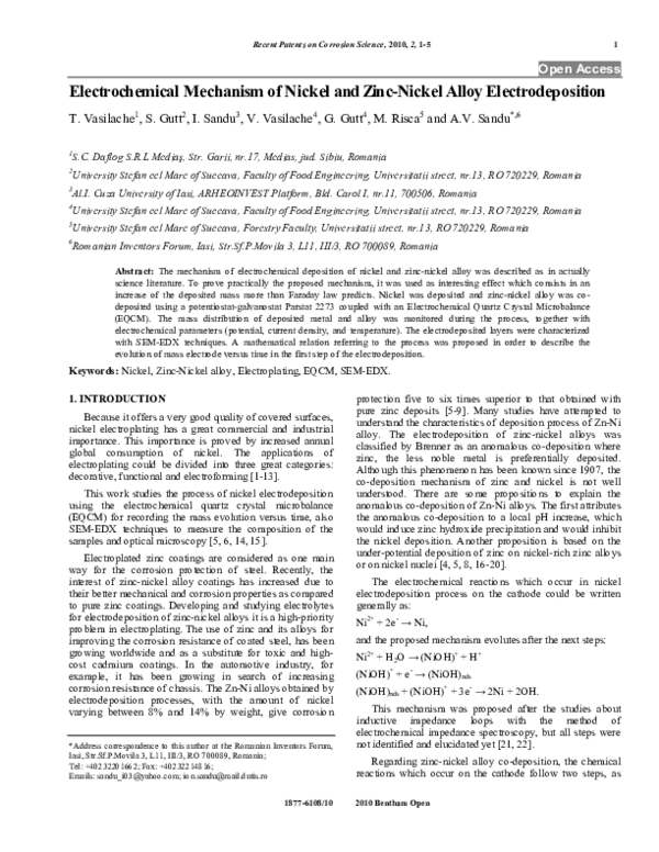 (PDF) Electrochemical Mechanism of Nickel and Zinc-Nickel Alloy ...