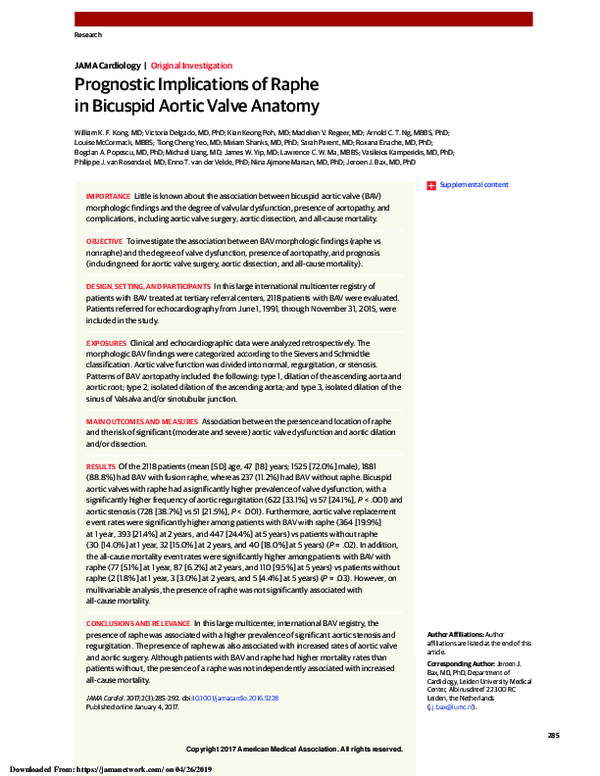(PDF) Prognostic Implications of Raphe in Bicuspid Aortic Valve Anatomy
