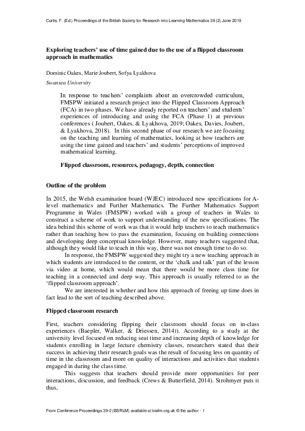 (PDF) Exploring teachers’ use of time gained due to the use of a ...