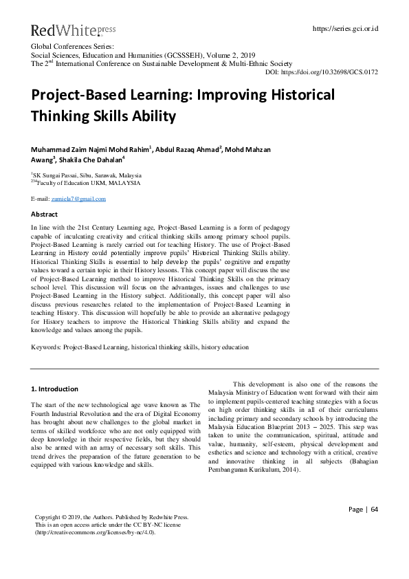 (PDF) Project-Based Learning: Improving Historical Thinking Skills Ability