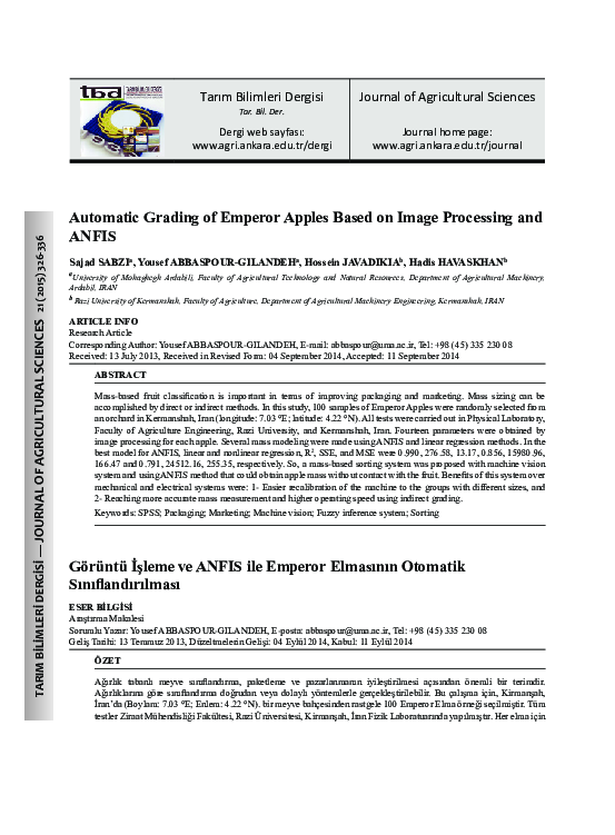 (PDF) Automatic Grading of Emperor Apples Based on Image Processing and