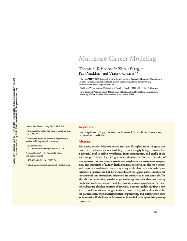 (PDF) Multiscale Cancer Modeling