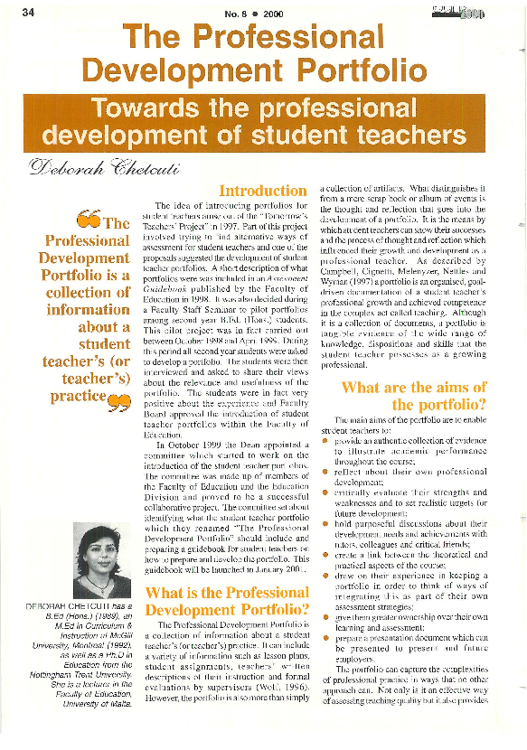 (PDF) The professional development portfolio : towards the professional ...
