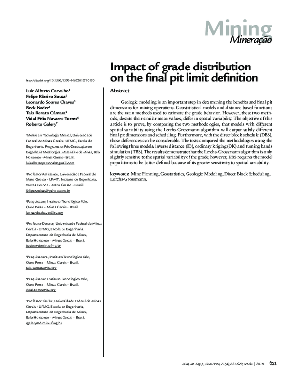 (PDF) Impact of grade distribution on the final pit limit definition