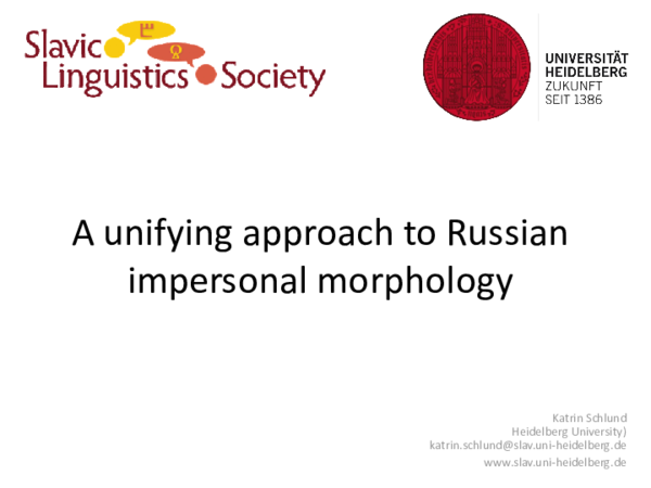 Pdf A Unifying Approach To Russian Impersonal Morphology Katrin Schlund