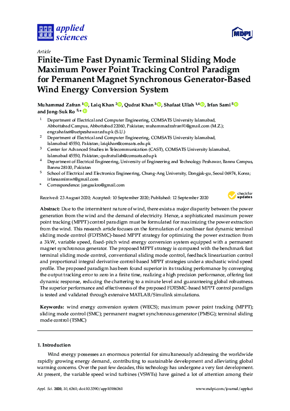 Pdf Finite Time Fast Dynamic Terminal Sliding Mode Maximum Power