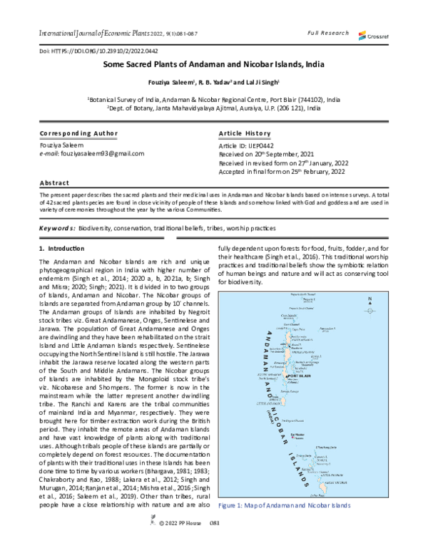 (PDF) Some Sacred Plants of Andaman and Nicobar Islands, India