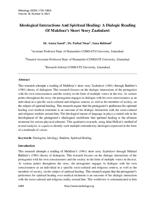 (PDF) Ideological Interactions and SpiritualHealing A Dialogic Reading ...