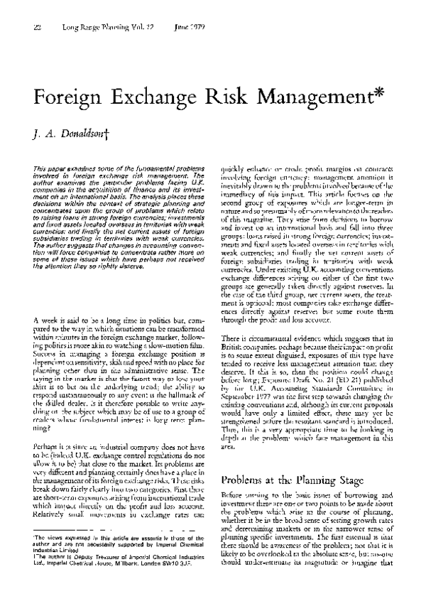 (PDF) Foreign Exchange Risk Management
