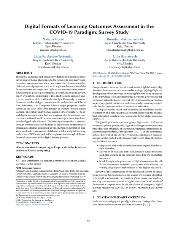 (PDF) Digital Formats of Learning Outcomes Assessment in the COVID-19 ...