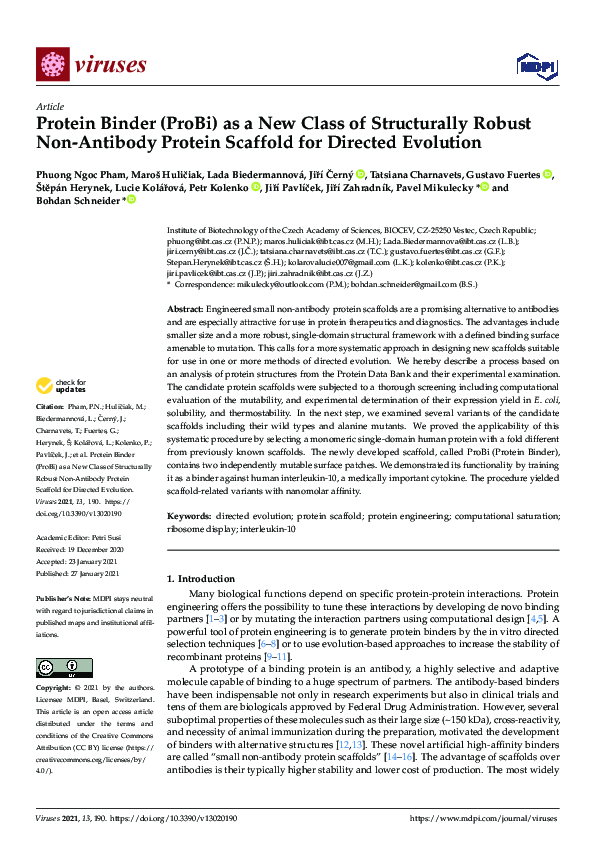 (PDF) Protein Binder (ProBi) as a New Class of Structurally Robust Non-Antibody Protein Scaffold ...