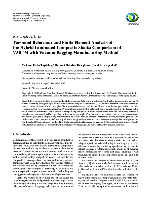 Pdf Torsional Behaviour And Finite Element Analysis Of The Hybrid