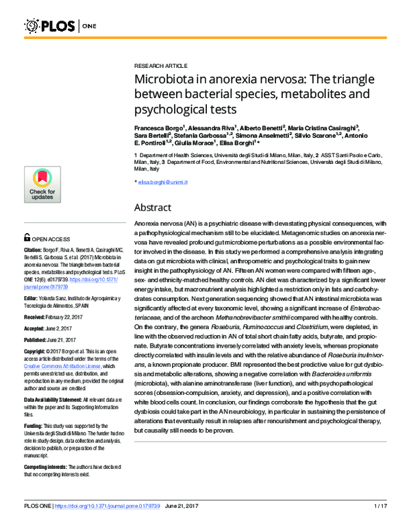 (PDF) Microbiota in anorexia nervosa: The triangle between bacterial ...