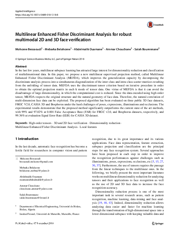 (PDF) Multilinear Enhanced Fisher Discriminant Analysis for robust multimodal 2D and 3D face ...