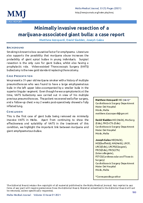 (PDF) Minimally invasive resection of a marijuana-associated giant ...