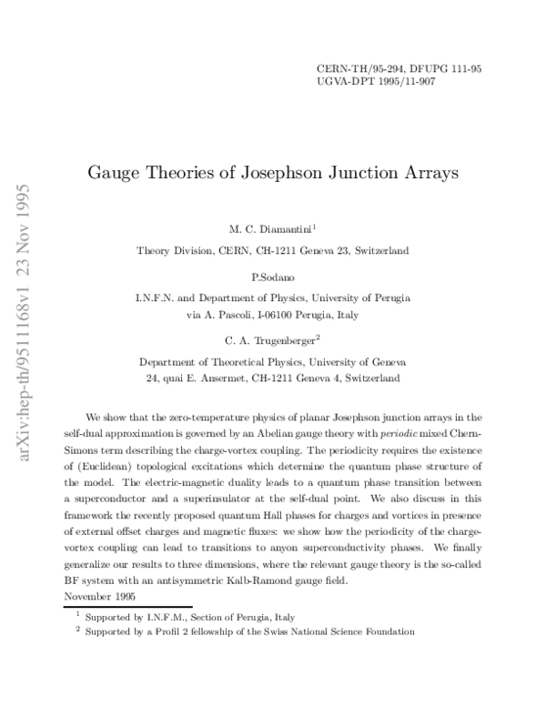 (PDF) Gauge theories of Josephson junction arrays