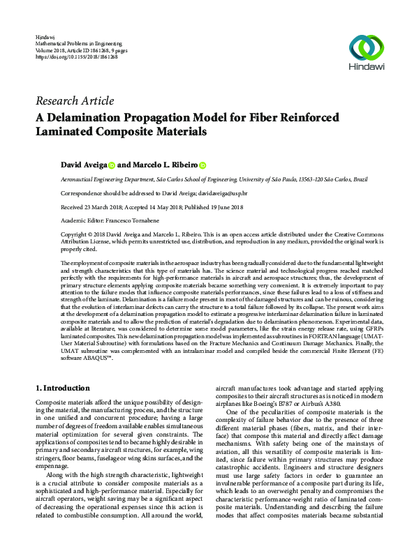 Pdf A Delamination Propagation Model For Fiber Reinforced Laminated Composite Materials