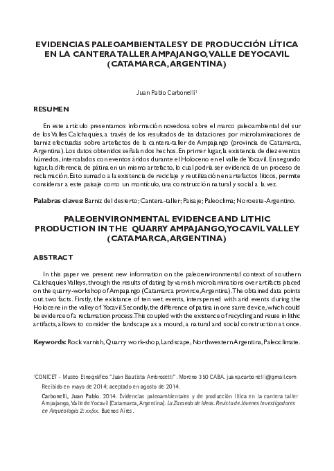 (PDF) Paleoenvironmental evidence and lithic production in the quarry ...