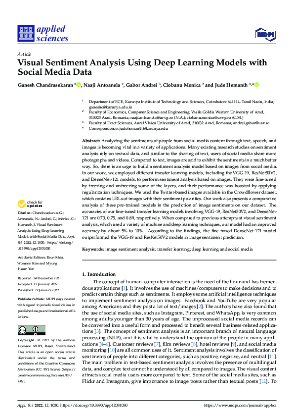 (PDF) Visual Sentiment Analysis Using Deep Learning Models with Social Media Data