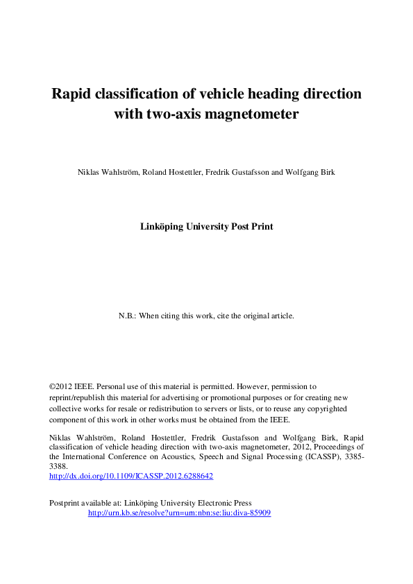(PDF) Rapid classification of vehicle heading direction with two-axis ...
