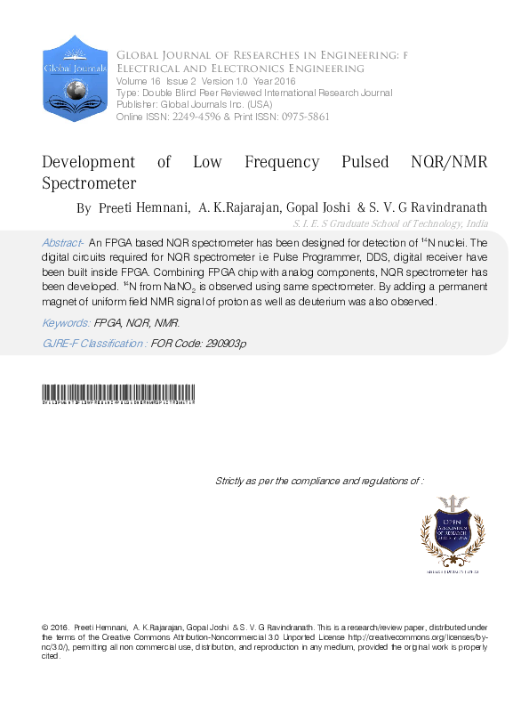 (PDF) Development of Low Frequency Pulsed NQR/NMR Spectrometer