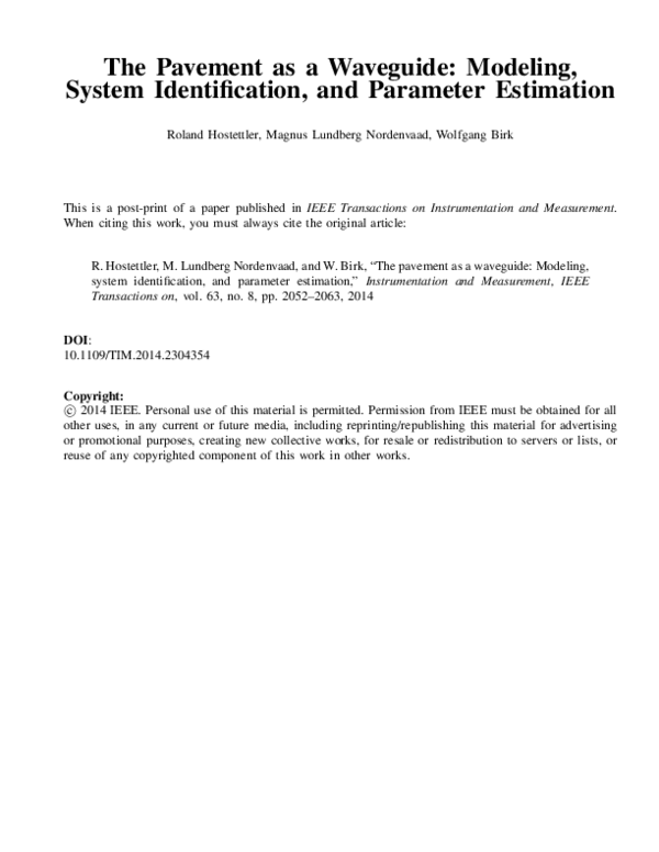 (PDF) The Pavement as a Waveguide: Modeling, System Identification, and ...