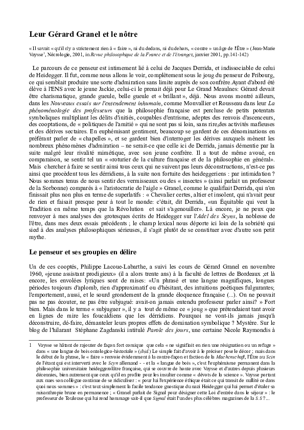 (PDF) Leur Gérard Granel et le nôtre