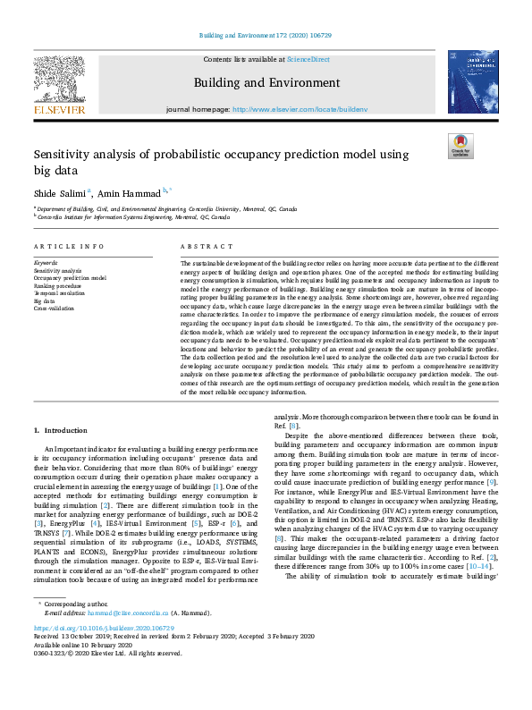 (PDF) Sensitivity analysis of probabilistic occupancy prediction model ...
