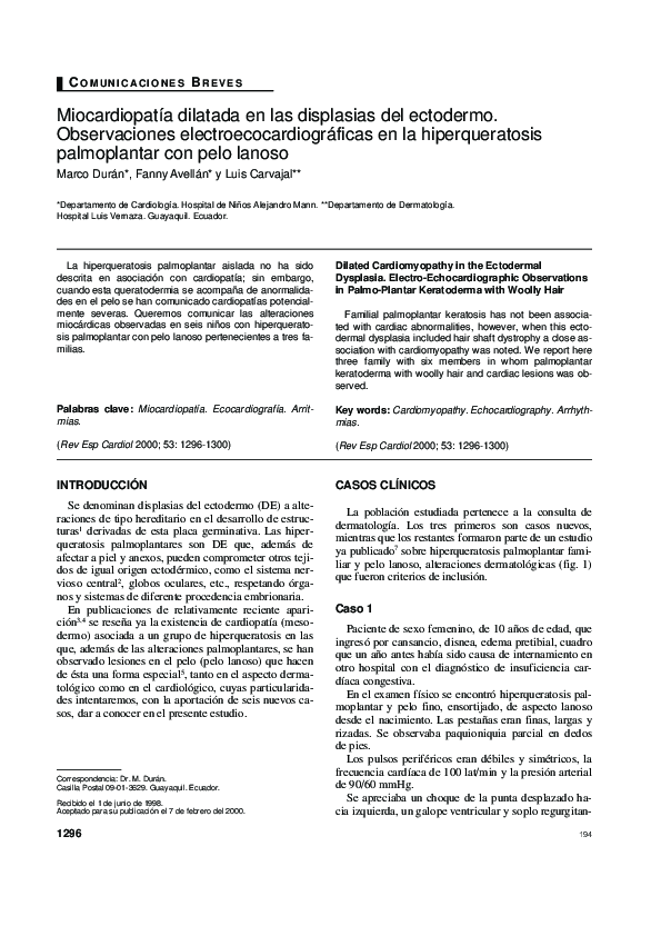 (PDF) Miocardiopatía dilatada en las displasias del ectodermo ...