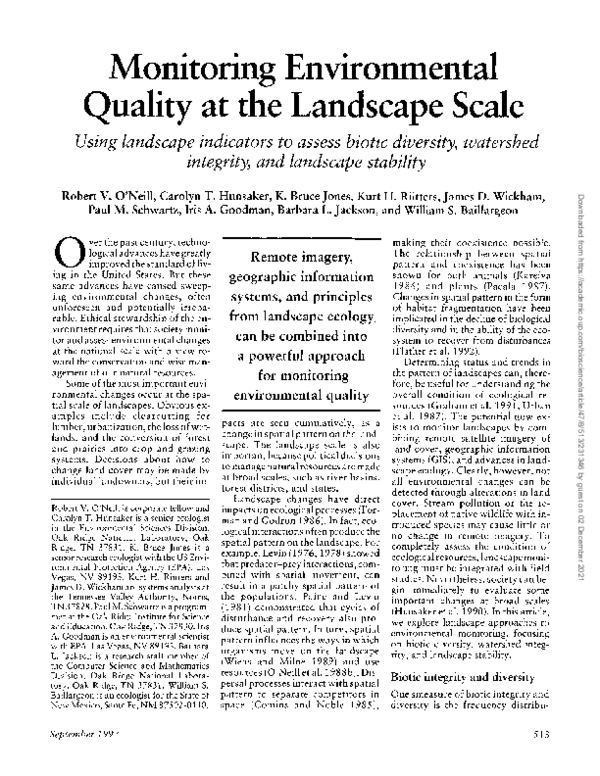 (PDF) Monitoring Environmental Quality at the Landscape Scale | James ...