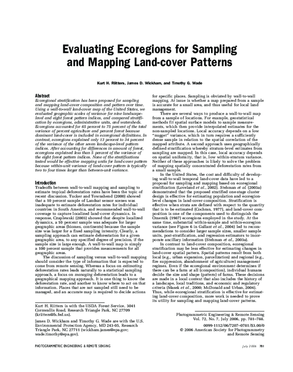 (PDF) Evaluating Ecoregions for Sampling and Mapping Land-cover ...