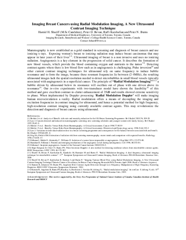 (PDF) Imaging Breast Cancers using Radial Modulation Imaging, A New ...