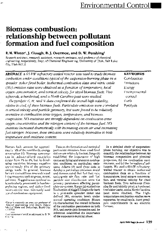(PDF) Biomass combustion: Relationship between pollutant formation and fuel composition