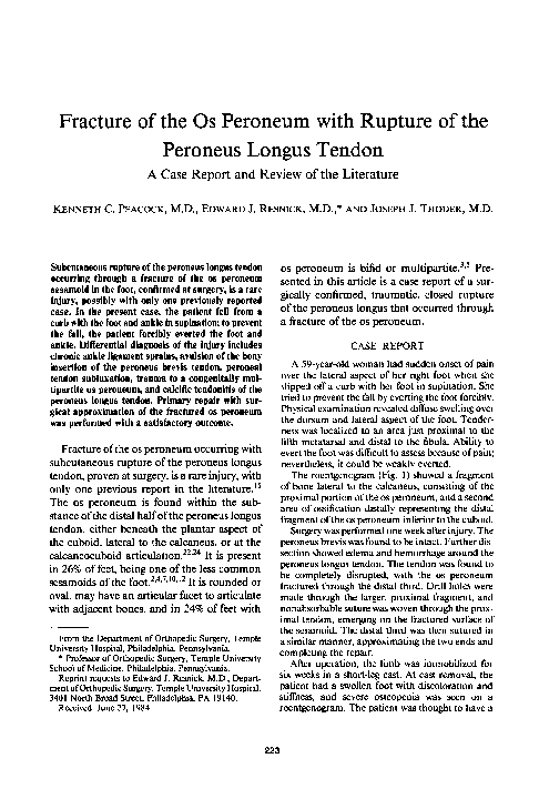 (PDF) Fracture of the Os Peroneum with Rupture of the Peroneus Longus ...