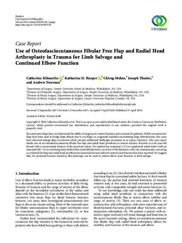 (PDF) Use of Osteofasciocutaneous Fibular Free Flap and Radial Head ...