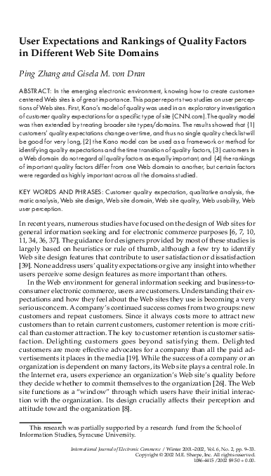 (PDF) User Expectations and Rankings of Quality Factors in Different ...