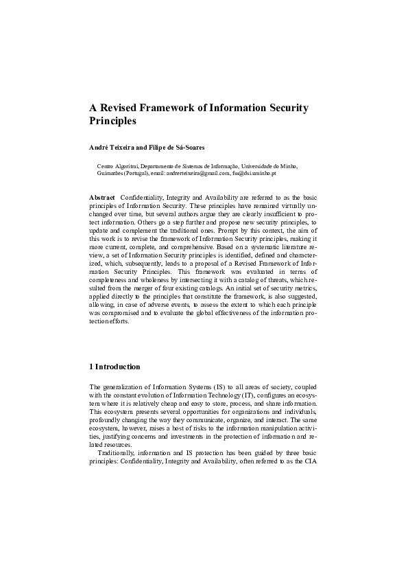 (PDF) A revised framework of information security principles