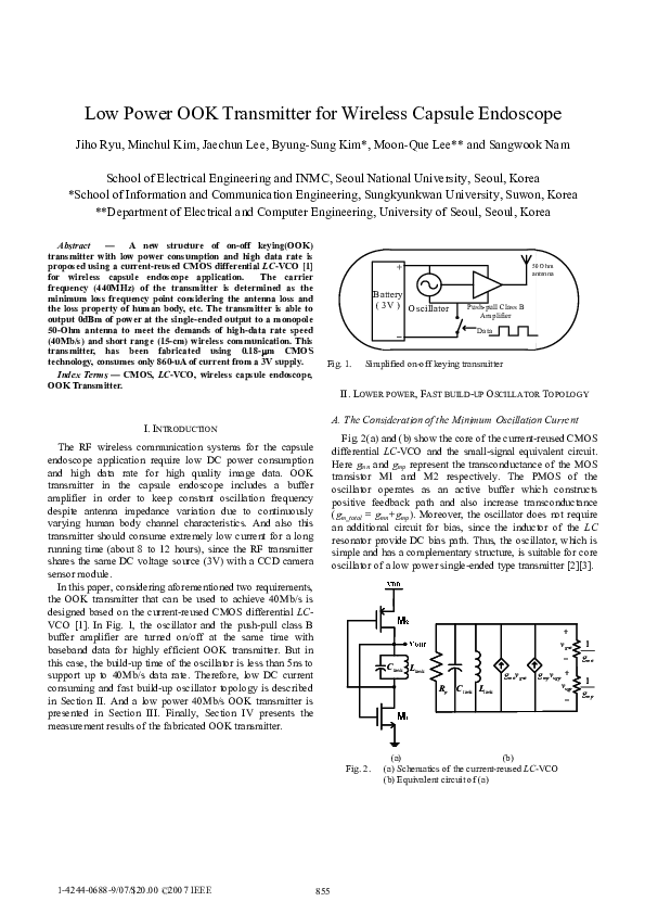 (PDF) Low Power OOK Transmitter for Wireless Capsule Endoscope