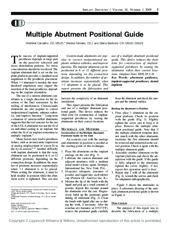 (PDF) Multiple Abutment Positional Guide