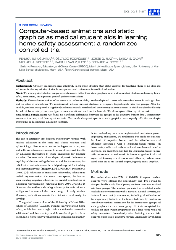 (PDF) Computer-based animations and static graphics as medical student aids in learning home ...