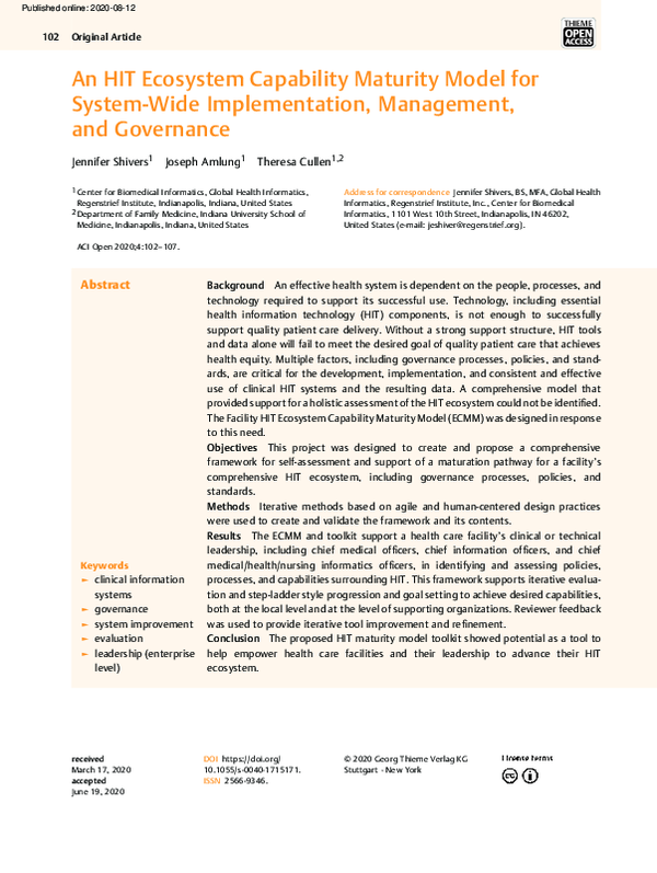 (PDF) An HIT Ecosystem Capability Maturity Model for System-Wide ...
