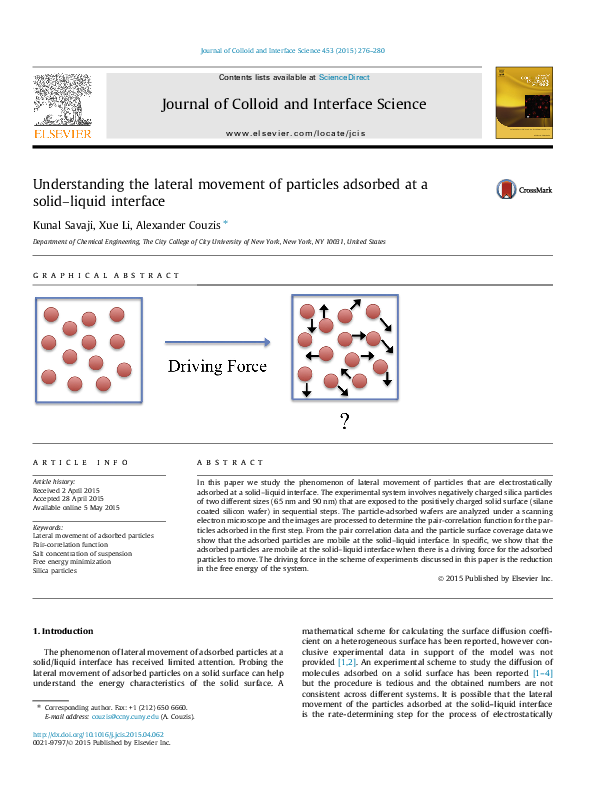 (PDF) Understanding the lateral movement of particles adsorbed at a ...